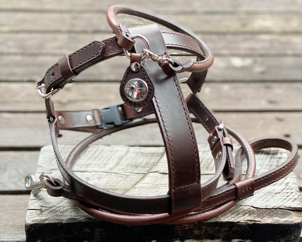 MIX SETU 丸革リード丸革チョーカー ハーネス 革ミラージュチョコ | 革で作る犬の首輪の専門店 FiveDrops